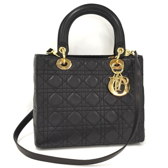 Dior | Bags | Christian Dior 2way Handbag Gold Hardware Leather Black ...